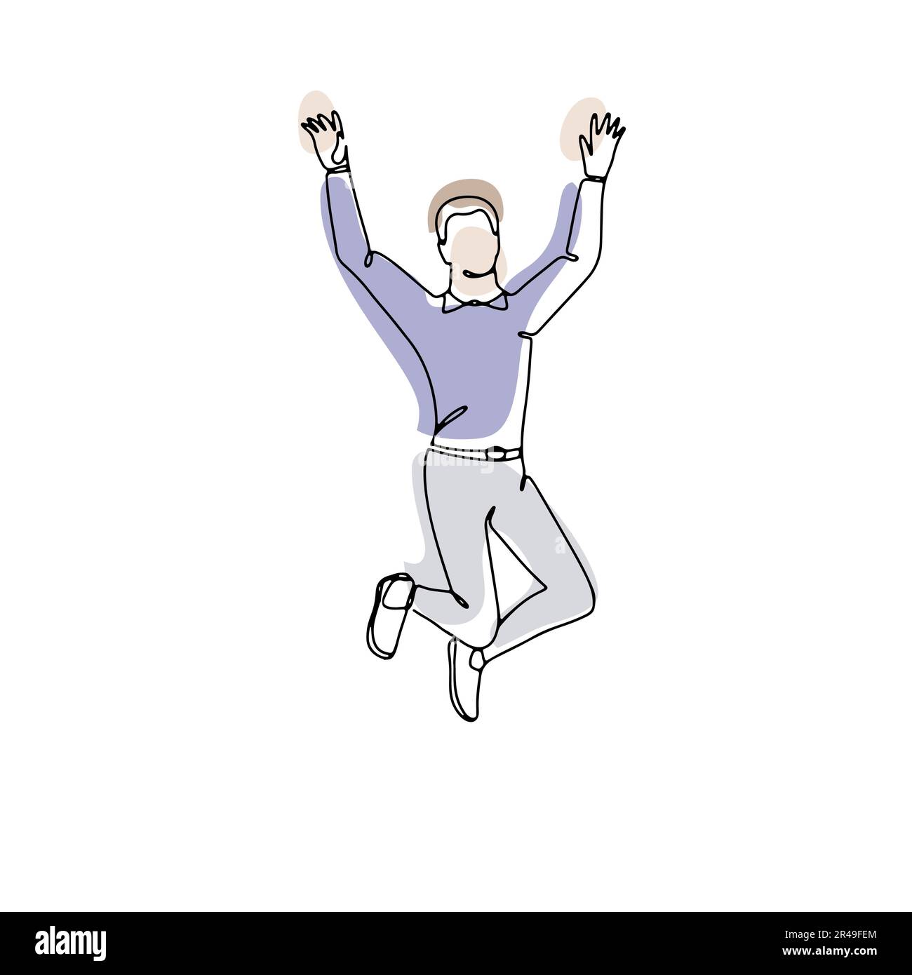 Single line drawing of jumping man with abstract shapes Stock Vector ...