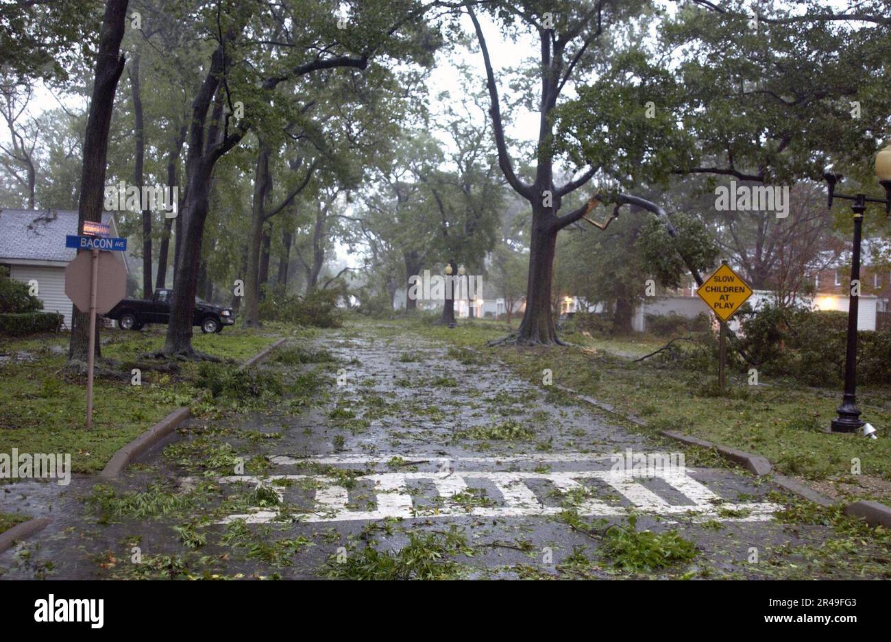 US Navy Rain and heavy winds from Hurricane Isabel pound Naval Station ...