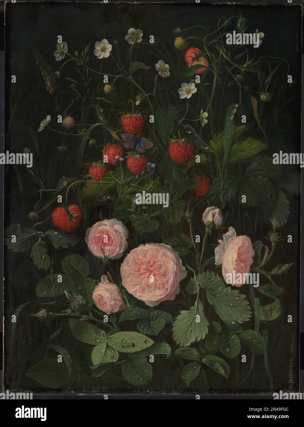 Still Life with Roses and Strawberries, 1843 Stock Photo - Alamy