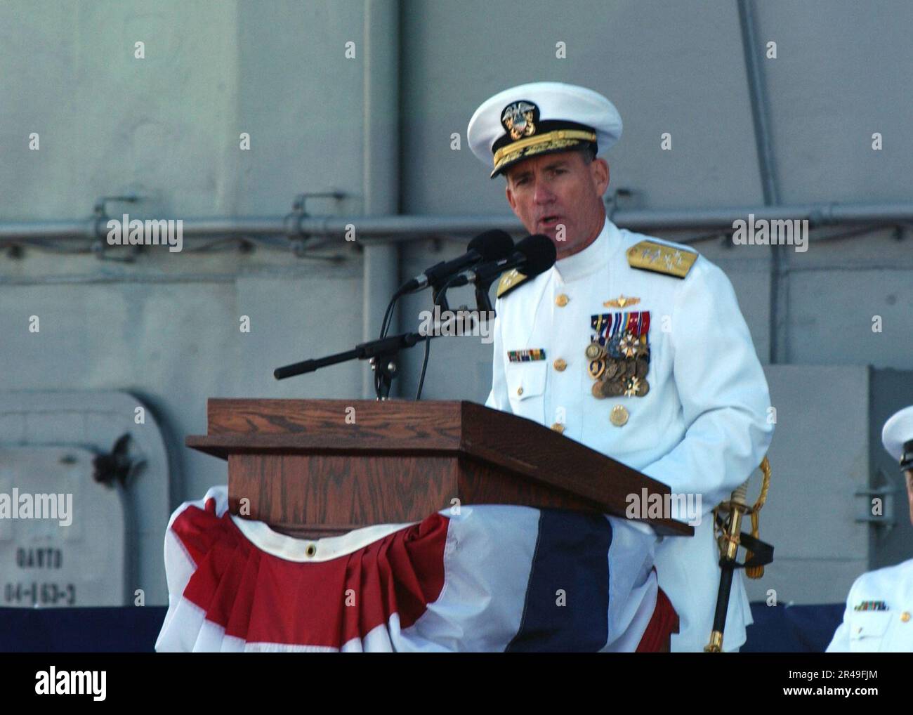 US Navy Adm. Robert J. Natter, Commander, U.S. Atlantic Fleet, speaks ...