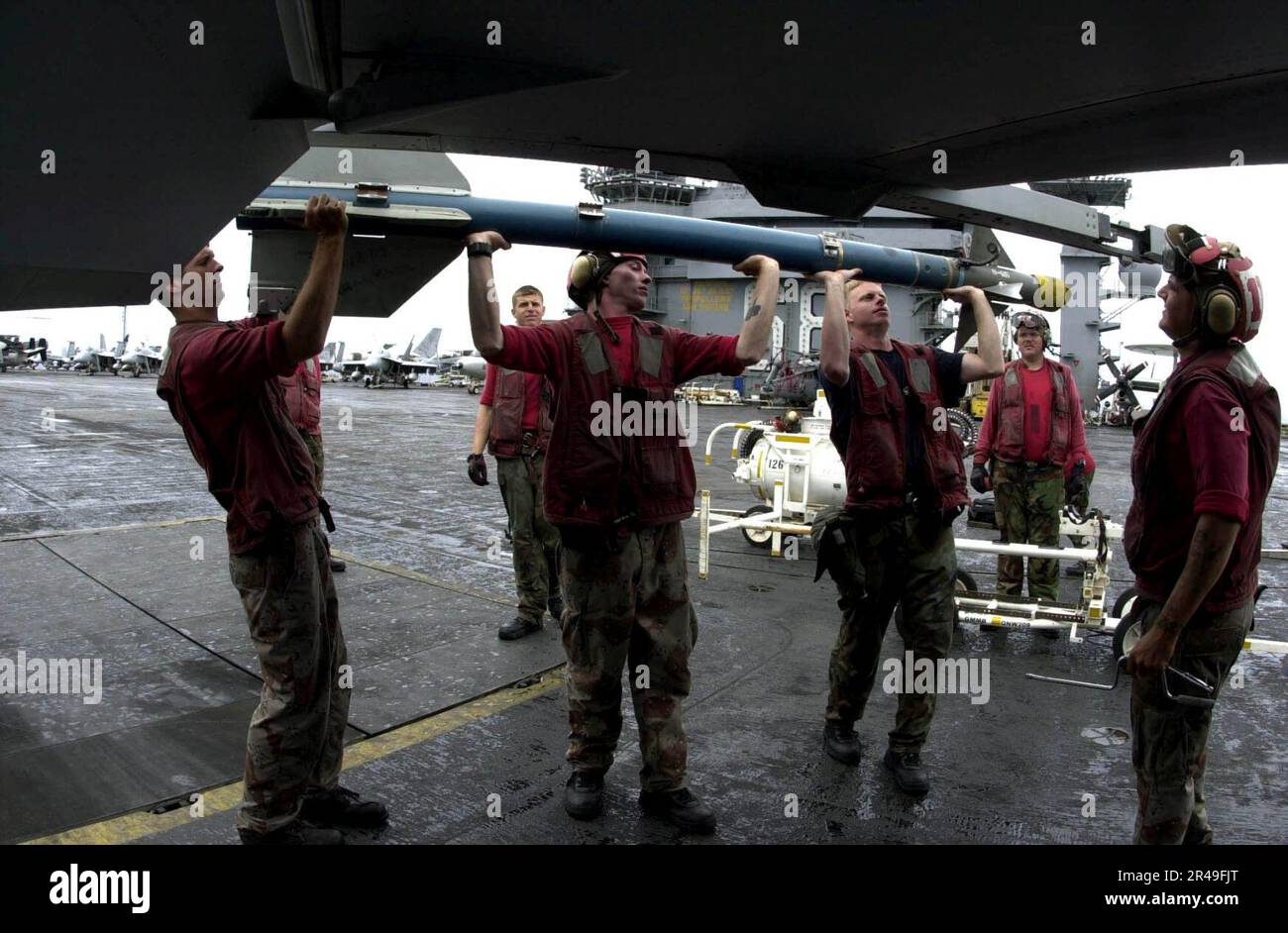 US Navy Aviation Ordnanceman assigned to the ''Black Aces'' of Strike ...