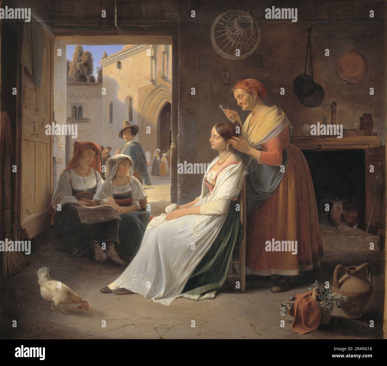 A Roman Woman Adorning Her Young Daughter, 1835 Stock Photo - Alamy