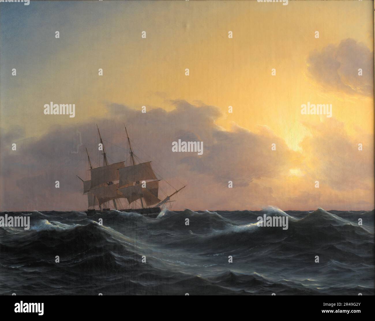 Frigate with rigged undersails in a storm, 1827-1865 Stock Photo - Alamy