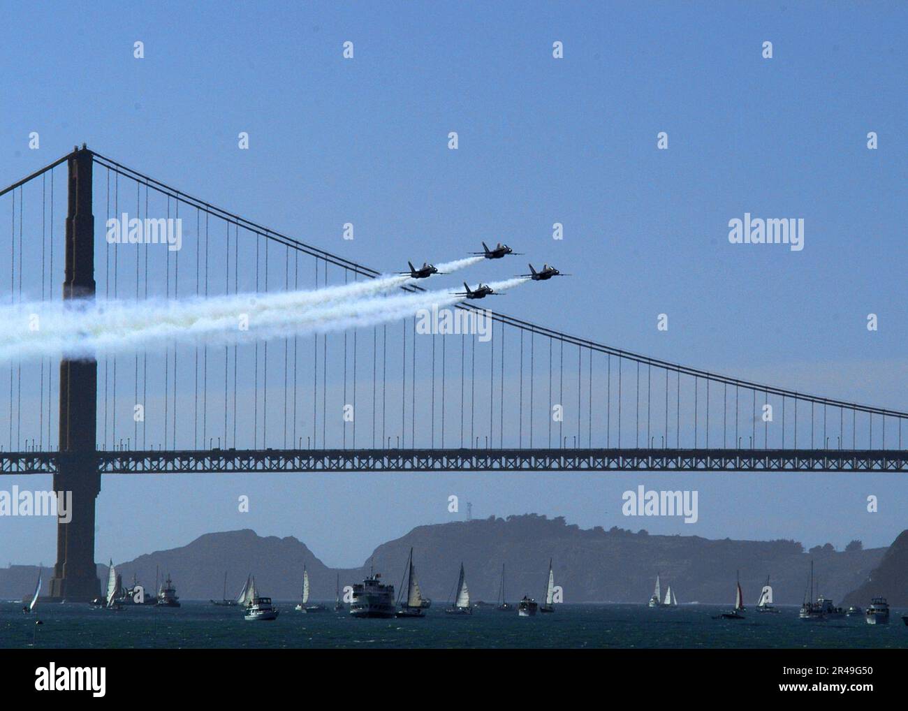 US Navy Navy Blue Angels perform flight demonstrations over the Golden ...