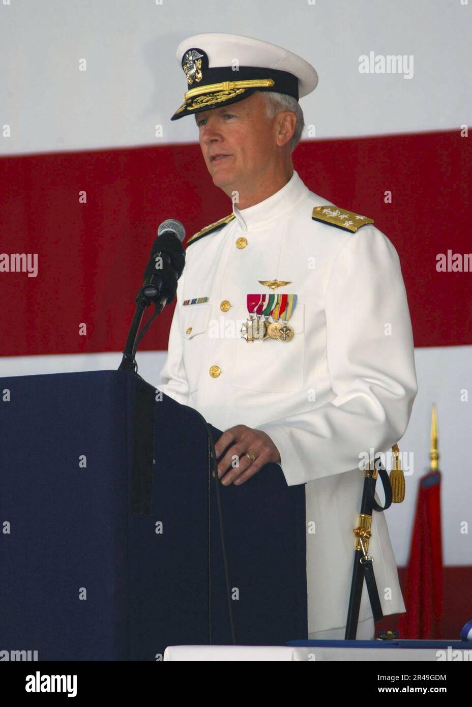 US Navy Vice Adm. John Totushek, Commander, Naval Reserve Force gives ...