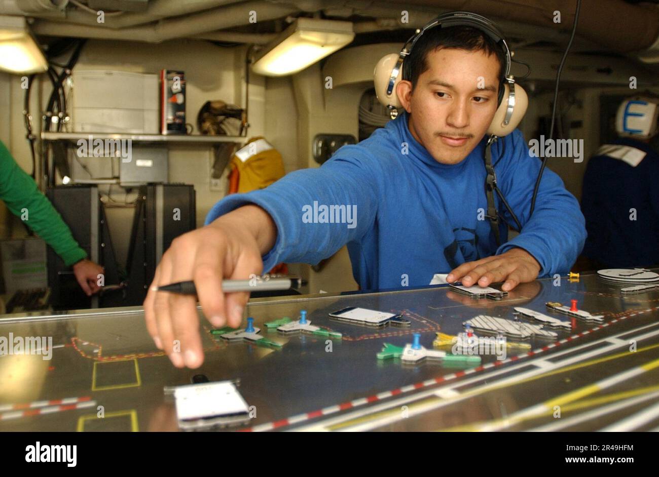 US Navy Working in flight deck control aboard USS Kitty Hawk (CV 63 ...