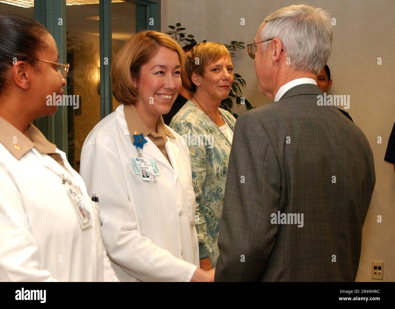 US Navy The Honorable Gordon R. England, tours the wards thanking the ...