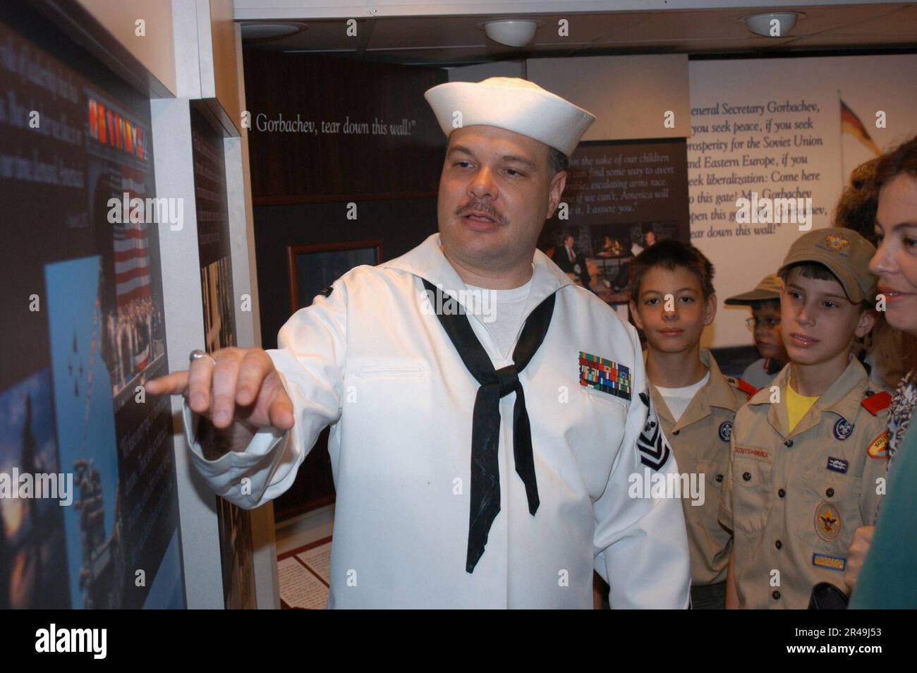 US Navy Aviation Boatswain's Mate 1st Class gives a tour to a Fort ...