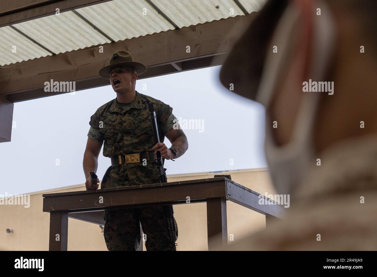 U.S. Marine Corps Sgt Andre Madruga a drill instructor, with India ...