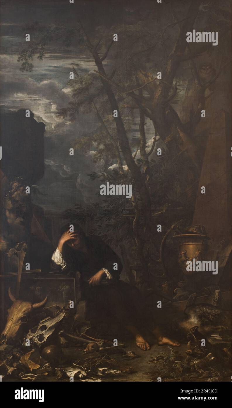 Democritus in Meditation on the Ending of all Things, 1650-1651 Stock ...