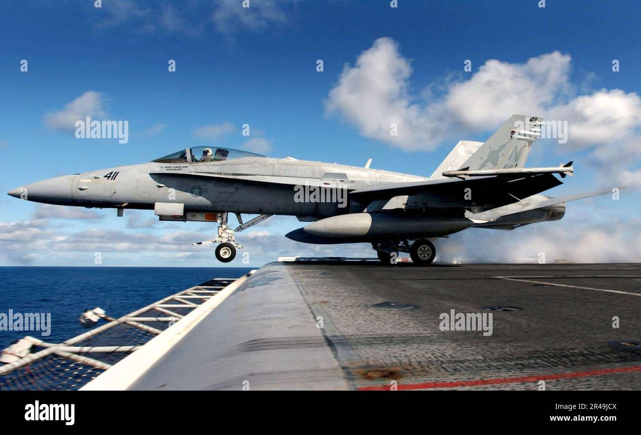 US Navy An F-A-18C Hornet assigned to the Fist of the Fleet of Strike ...