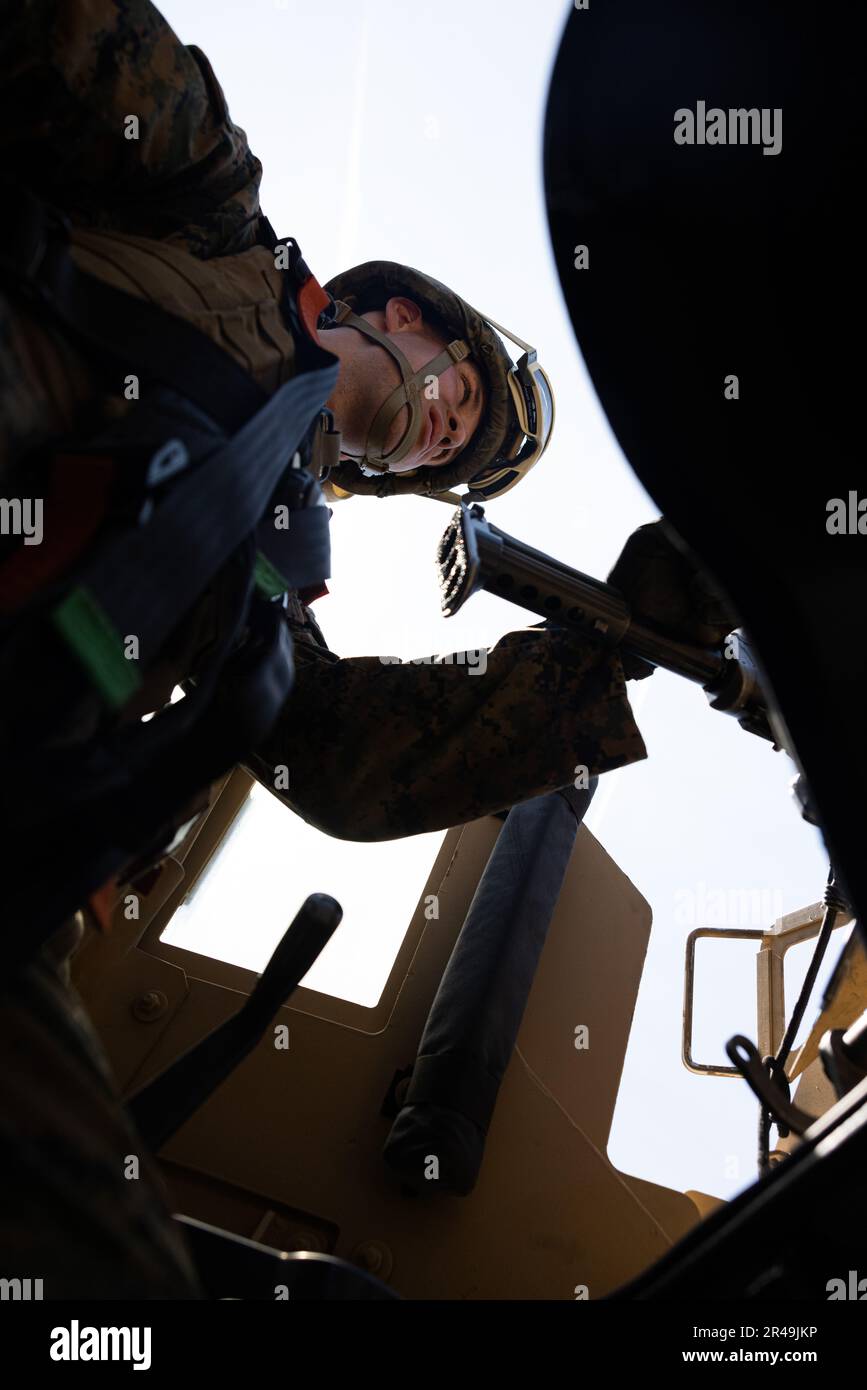 U.S. Marine Lance Cpl. Wyatt Farnsworth, a motor vehicle operator with ...