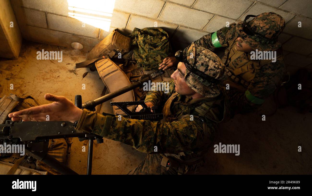 U.S. Marines with 1st Battalion, 7th Marines, establish defensive ...