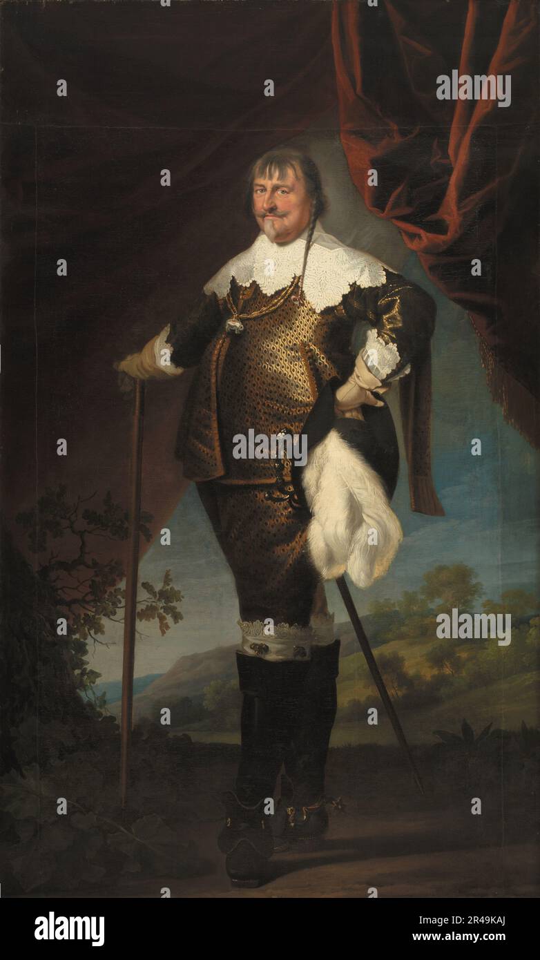 Christian IV, 1638-1641. Danish king wearing lace-trimmed suit of gold ...