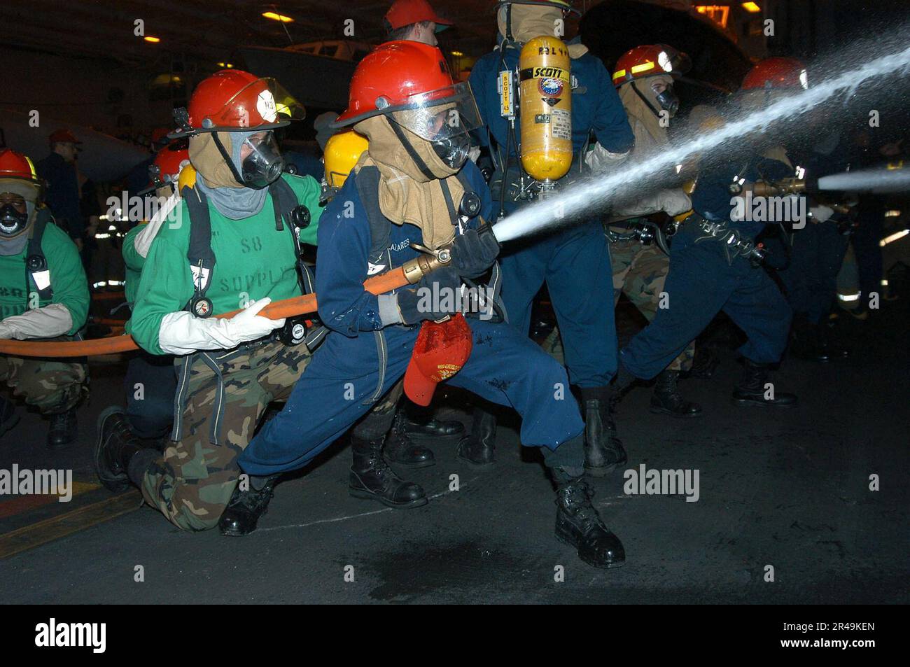 US Navy Hose team members aboard USS George Washington (CVN 73) from ...