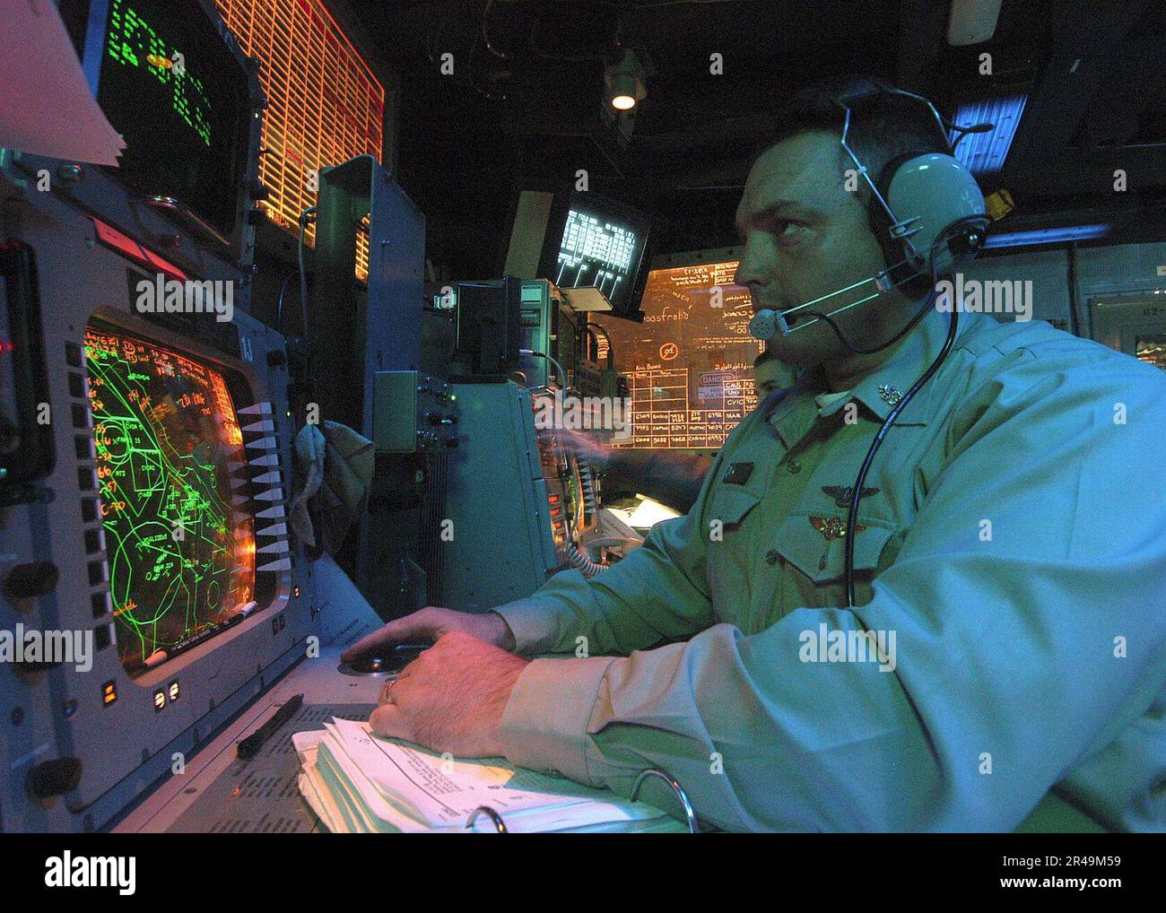 US Navy Chief Aviation Warfare Systems Operator tracks air targets ...