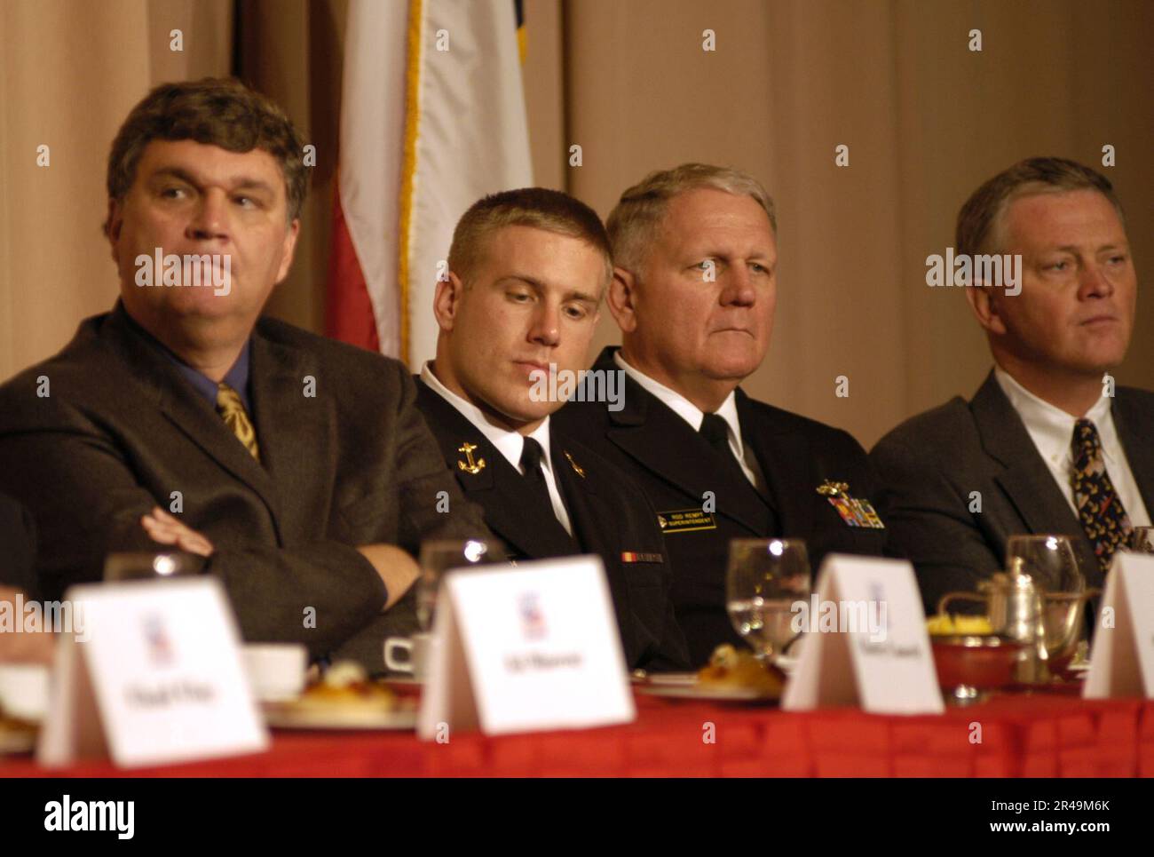 US Navy Members of the U.S. Naval Academy administration and football ...