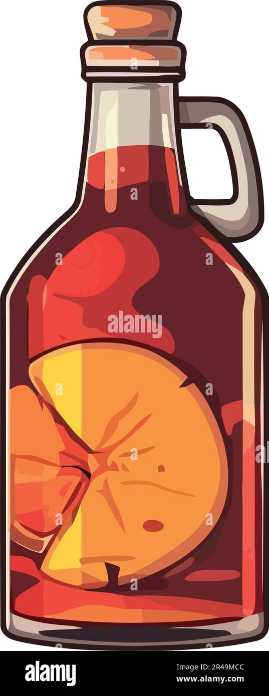 Fresh fruit cocktail in transparent glass bottle Stock Vector Image ...