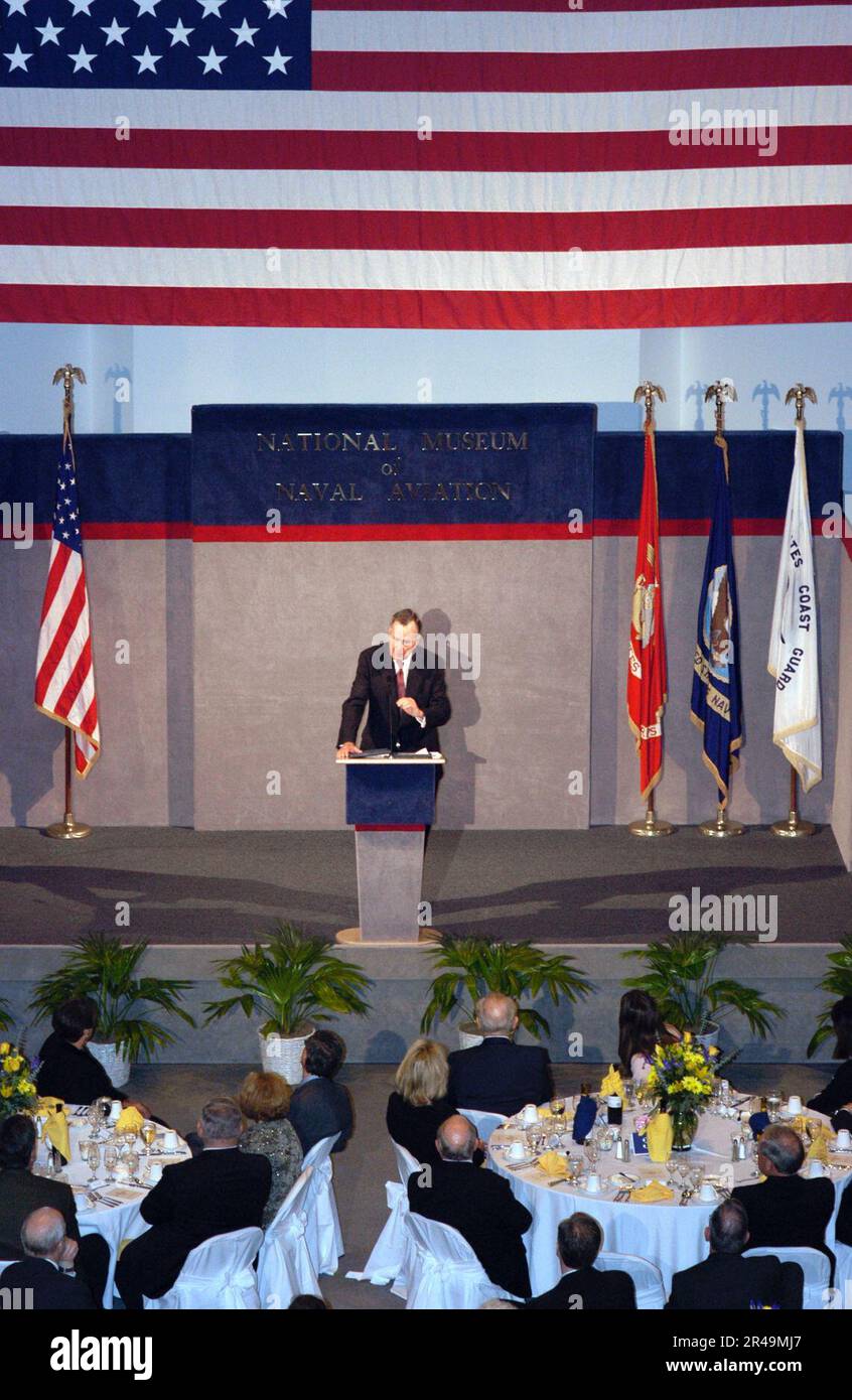 US Navy 41st President of the United States George H.W. Bush addresses ...