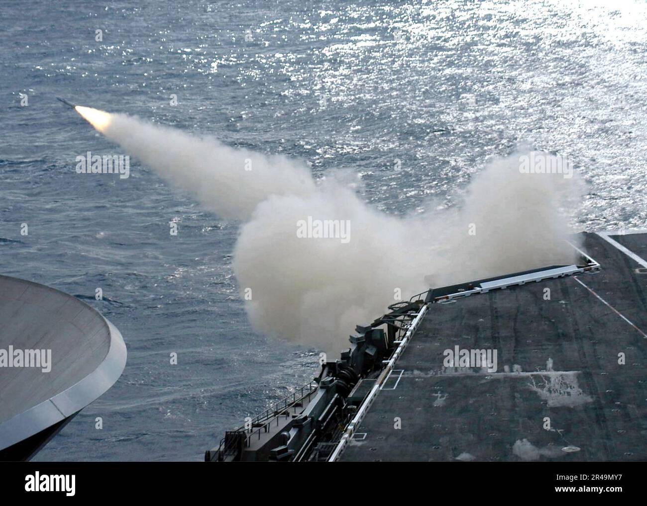 US Navy A RIM-7M NATO Sea Sparrow surface-to-air missile is test fired ...