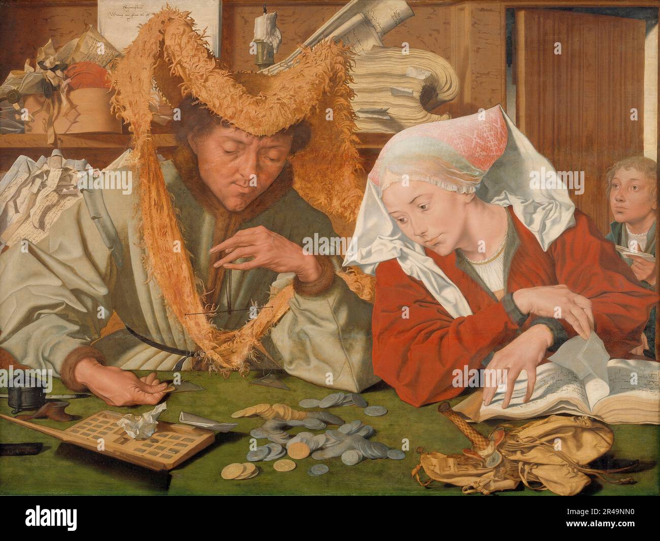 The Merchant and his Wife;The tax collector and his wife, 1540 Stock ...