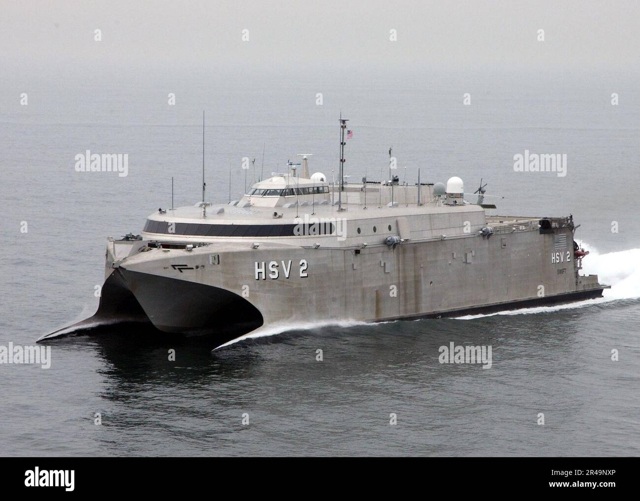US Navy High Speed Vessel Two (HSV-2) Swift glides through the waters ...