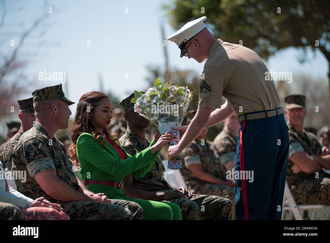 U.S. Marine Corps Sgt. Maj. Tricia Smith-Leavy, the wife of Sgt. Maj ...