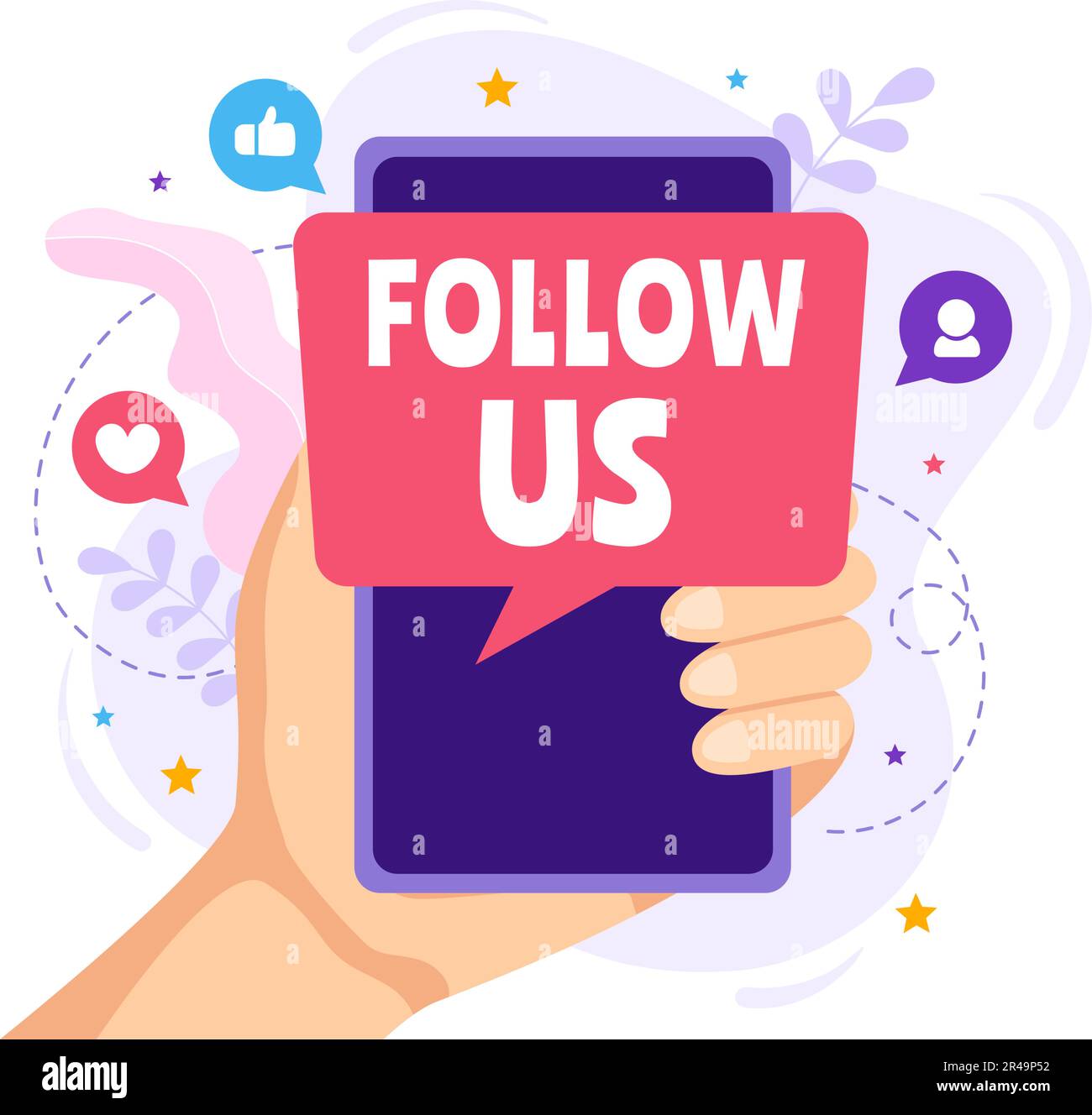 Follow Us and Like Vector Illustration for Internet Advertisement of a ...