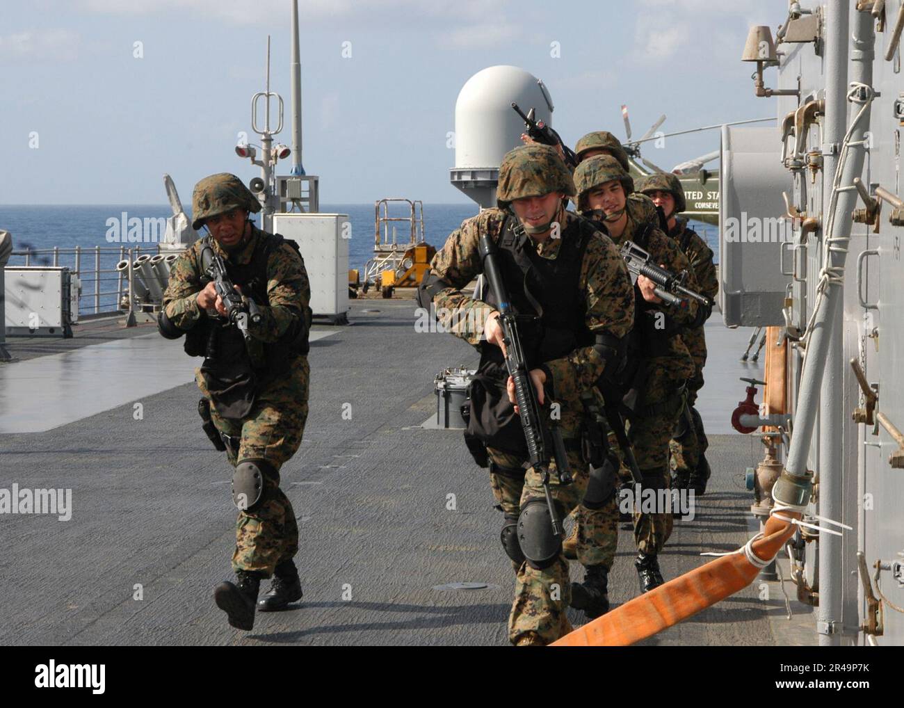 US Navy Marines from the Second Forces Afloat Security Team, First ...