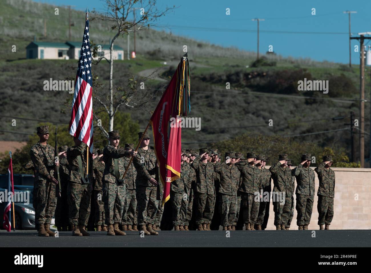 U.S. Marines with the color guard for 2nd Battalion, 5th Marine ...