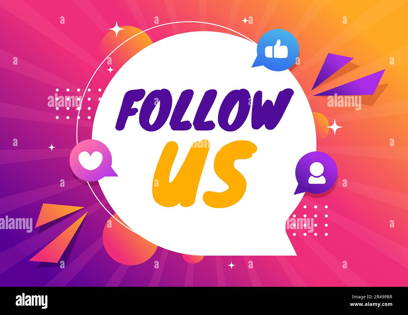 Follow Us and Like Vector Illustration for Internet Advertisement of a ...