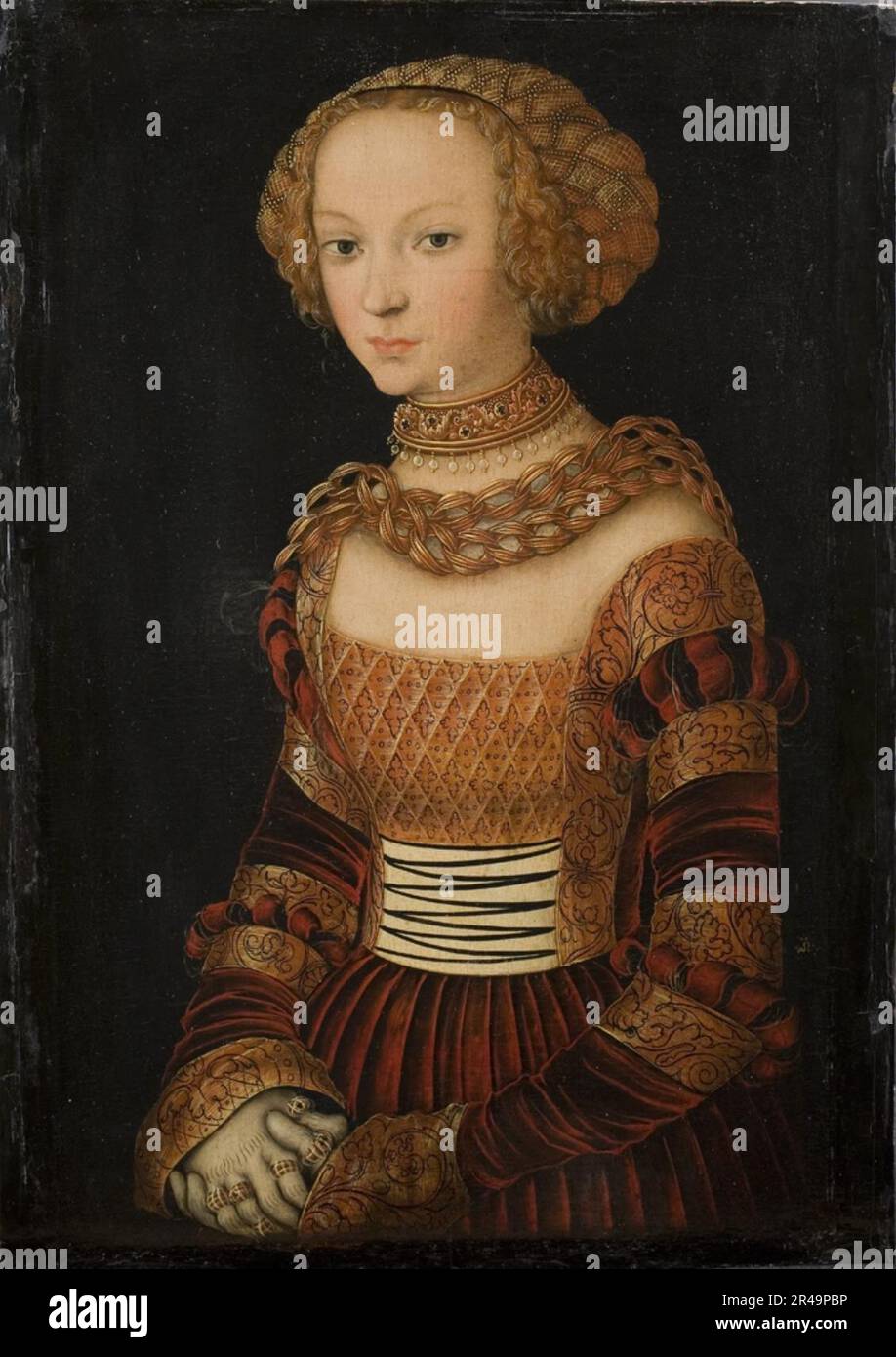 Portrait of a Young Woman. Princess Emily of Saxony?, 1492-1537 Stock ...