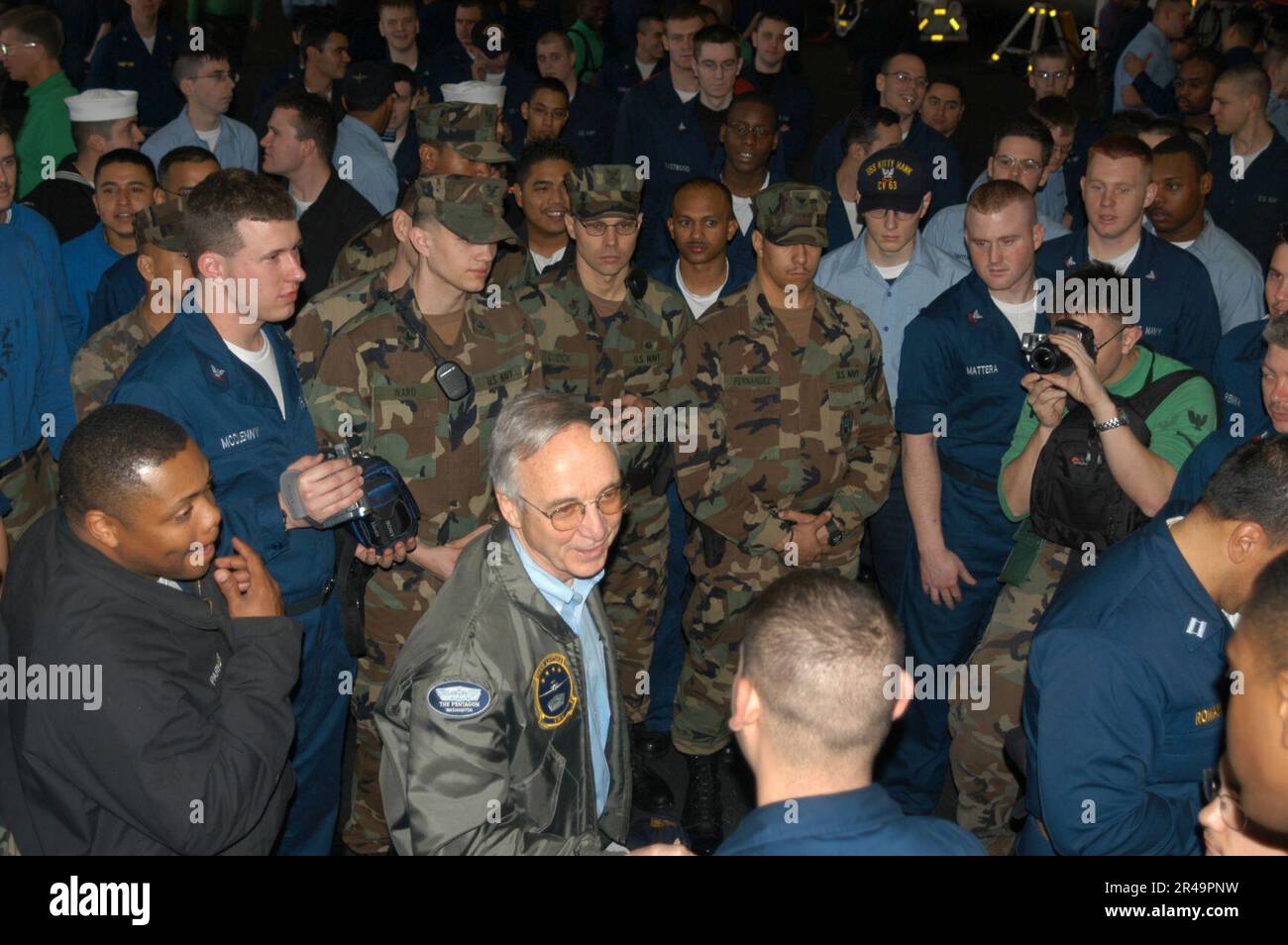 US Navy Gordon R. England, Secretary of the Navy, addresses Sailors ...