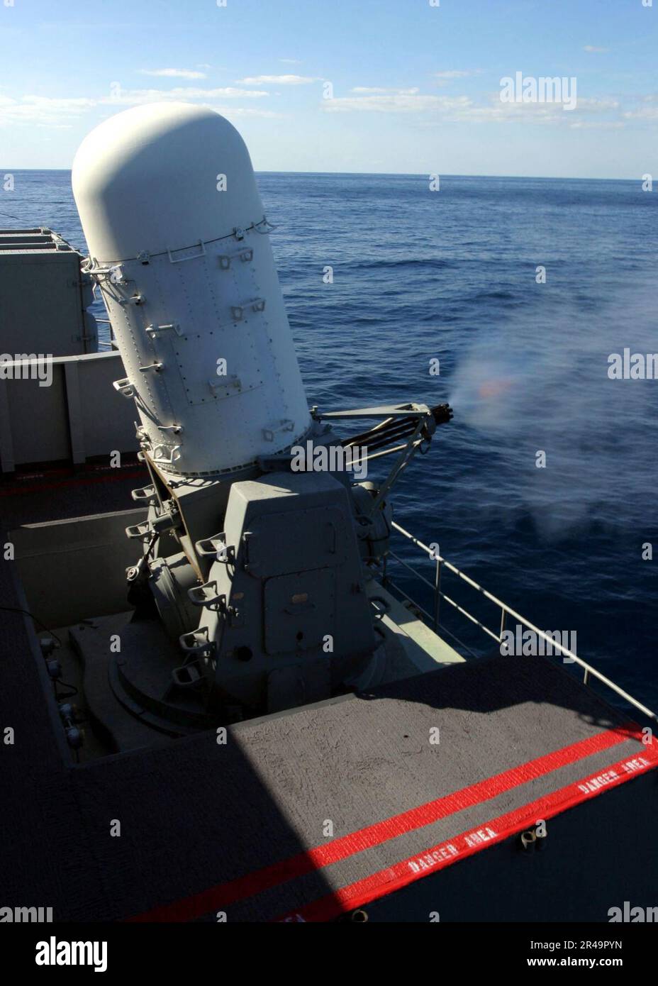 US Navy A Close-In Weapons System (CIWS) mount uses live rounds during ...
