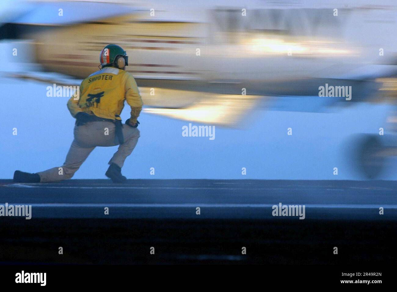 US Navy Catapult Shooter Stock Photo - Alamy