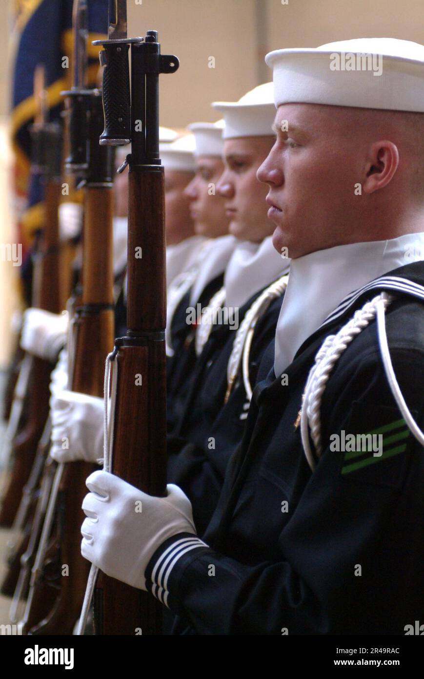 US Navy U.S. Navy Ceremonial Guard Sailors present arms during a full ...