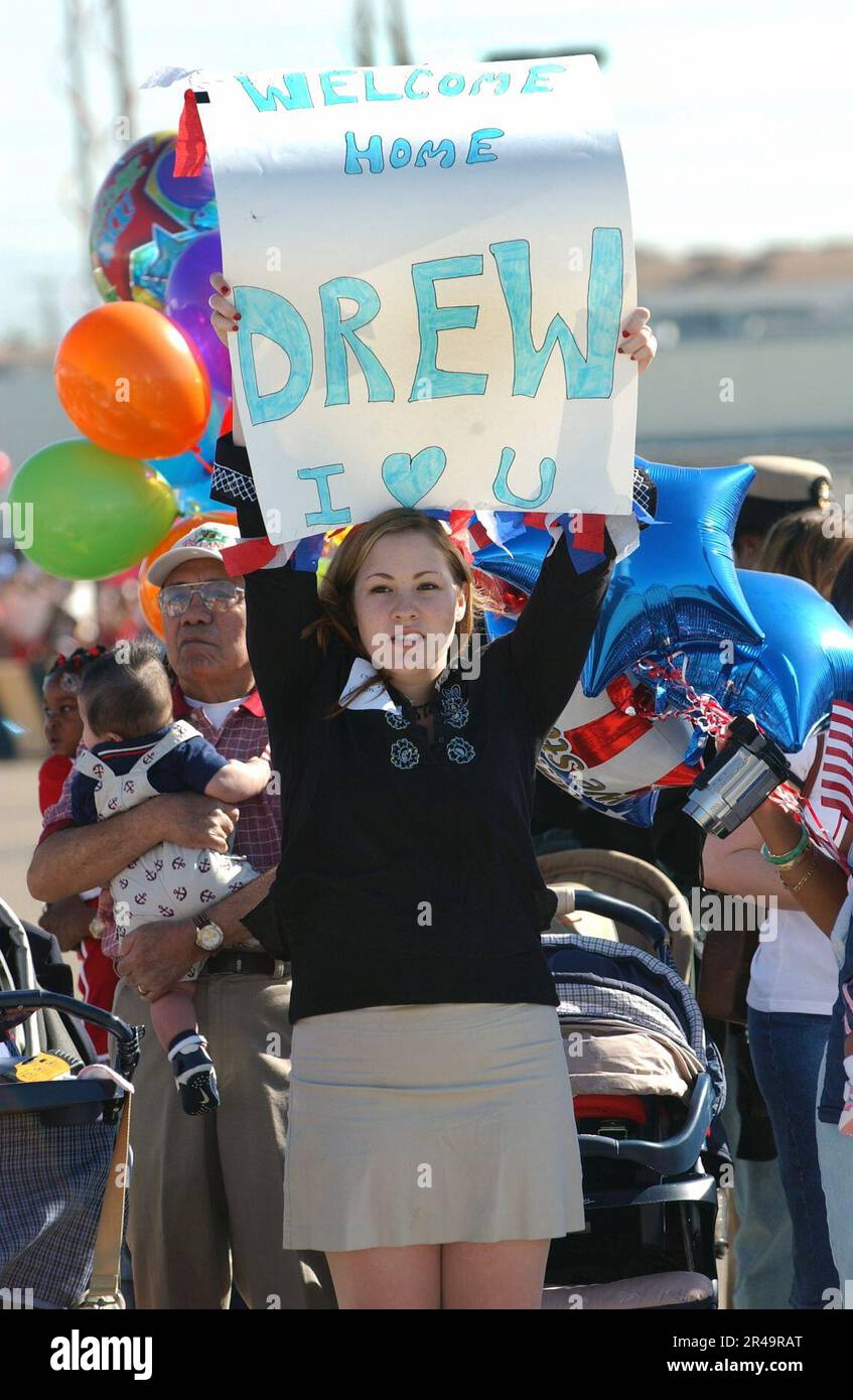 US Navy Friends and family members welcome the return of five San Diego ...