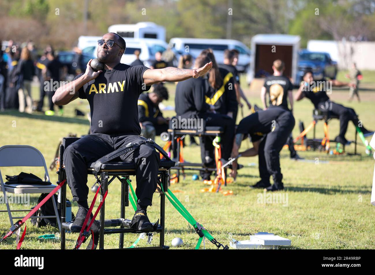 U.S. Army SPC Demario, Cochran, throws a shot put during the U.S. Army ...