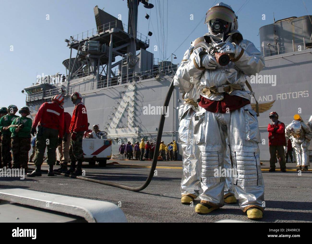 US Navy Crash and Salvage Team Members aboard USS Boxer (LHD 4 ...