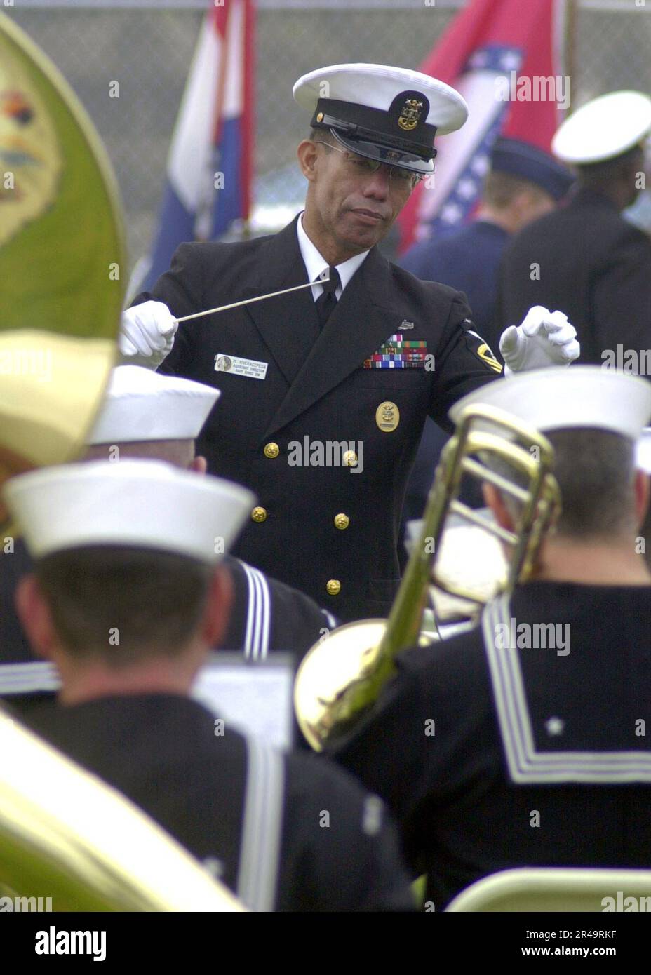 US Navy Master Chief conducts the U.S. Navy Band Southwest during a ...