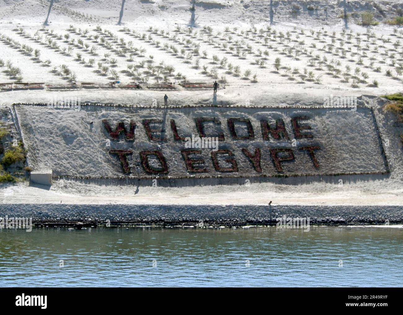US Navy Welcome to Egypt is clearly marked to show that the Suez Canal ...