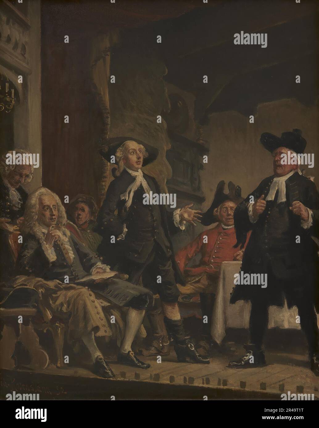 Holberg attends a rehearsal of "Erasmus Montanus", 1892. Satirical play ...