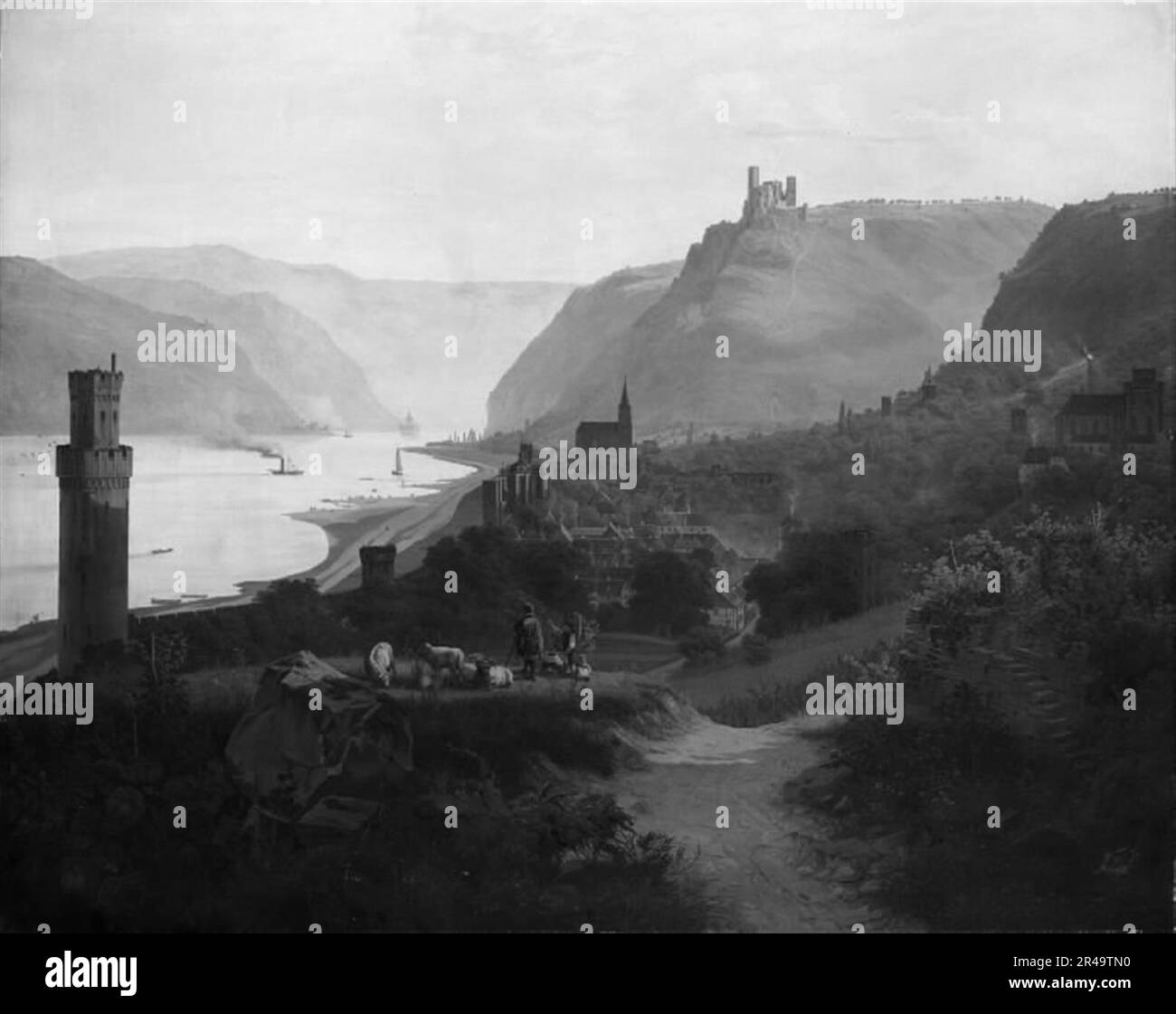 View of Oberwesel and the Rhine. Germany, 1840 Stock Photo - Alamy