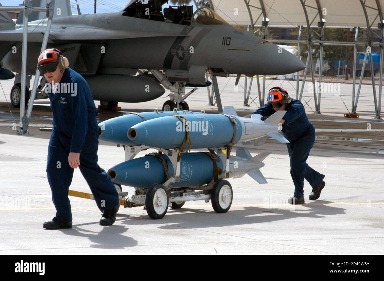 US Navy Aviation Ordnanceman assigned to the Black Knights of Strike ...