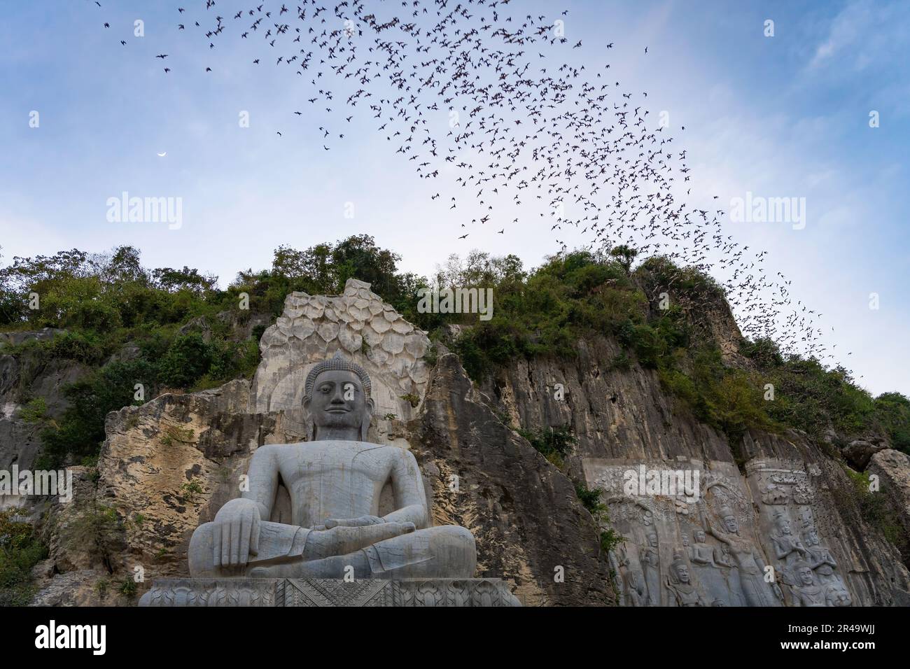 The statue of Buddha in the Bat Cave in Battambang, Cambodia Stock ...