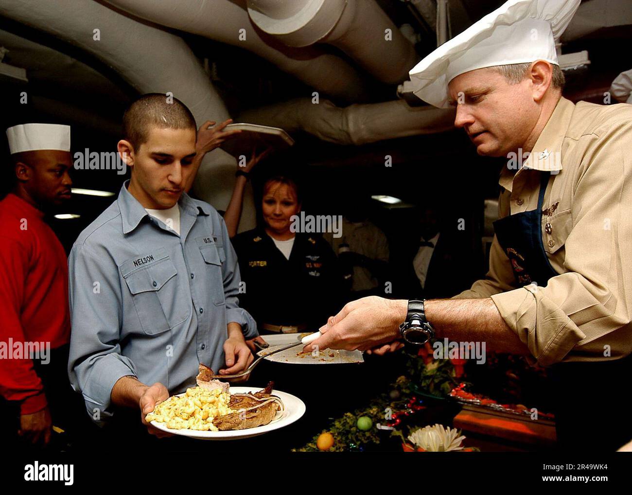 US Navy Executive Officer, USS George Washington (CVN 73), serves crew ...