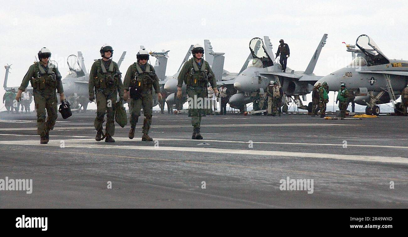US Navy Aircrew assigned to the Seahawks of Carrier Airborne Early ...