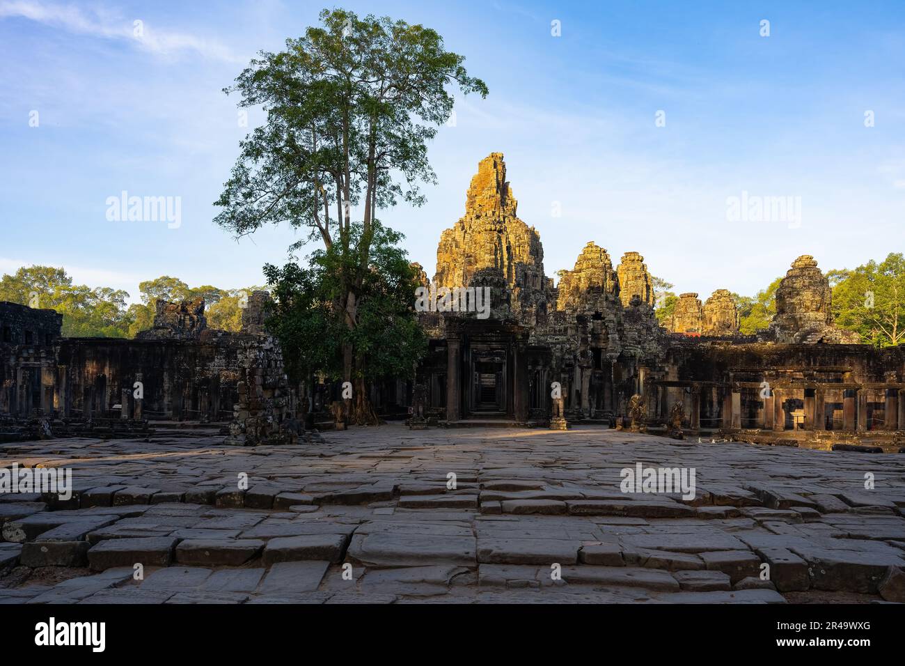 The majestic Bayon temple, in the iconic Angkor Wat temple complex in ...