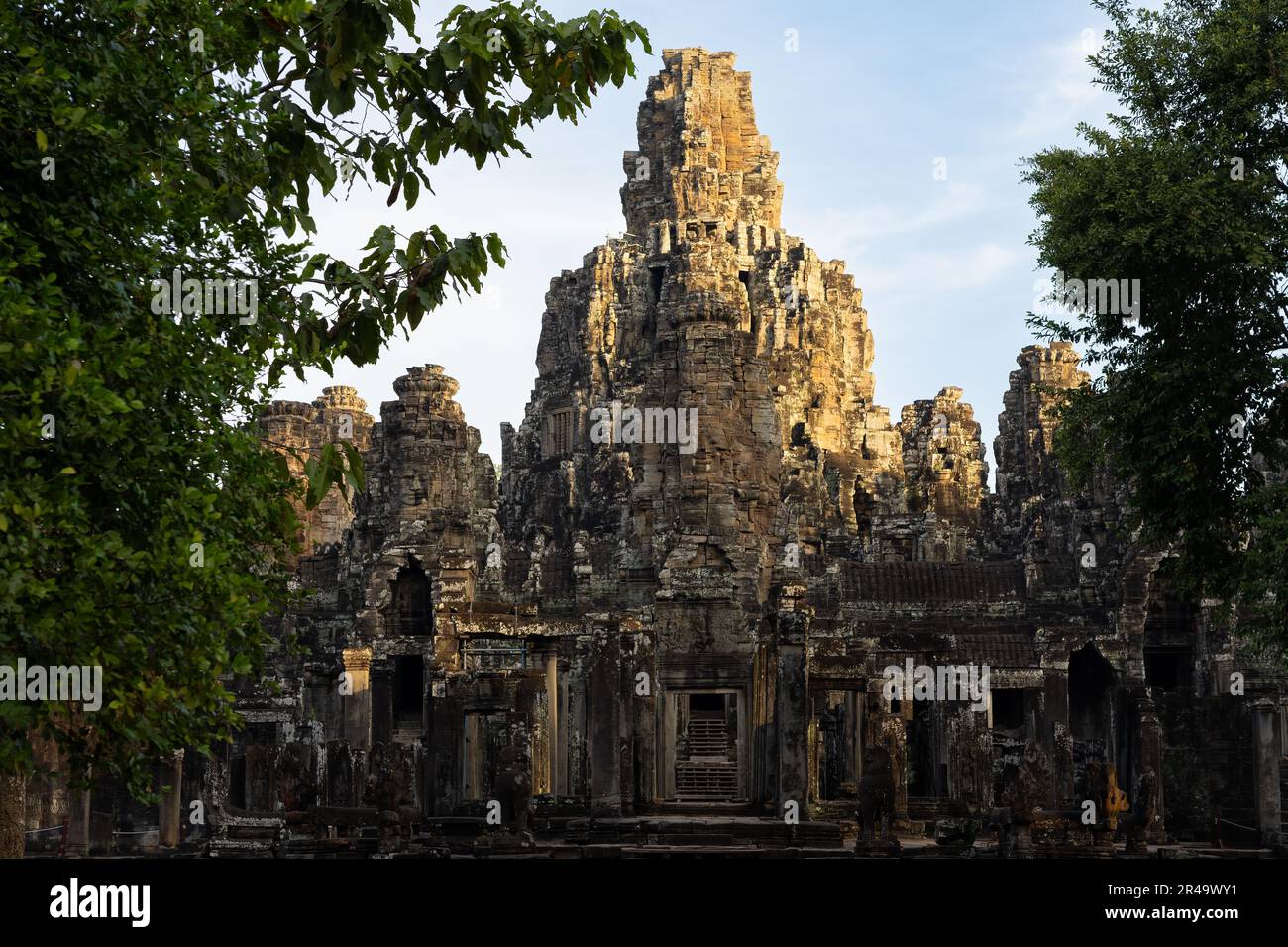 The majestic Bayon temple, in the iconic Angkor Wat temple complex in ...