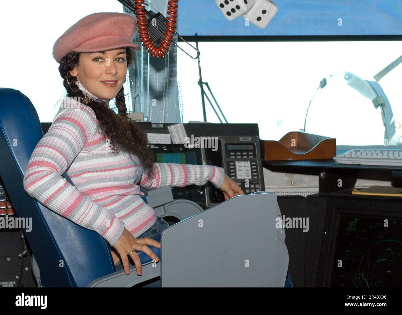 US Navy Country music entertainer Sherrie Austin sits in the Captain's ...